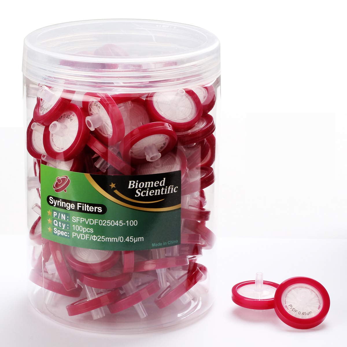 Syringe Filter Hydrophobic PVDF Membrane 100PCS 25mm Disc Diameter 0 ...