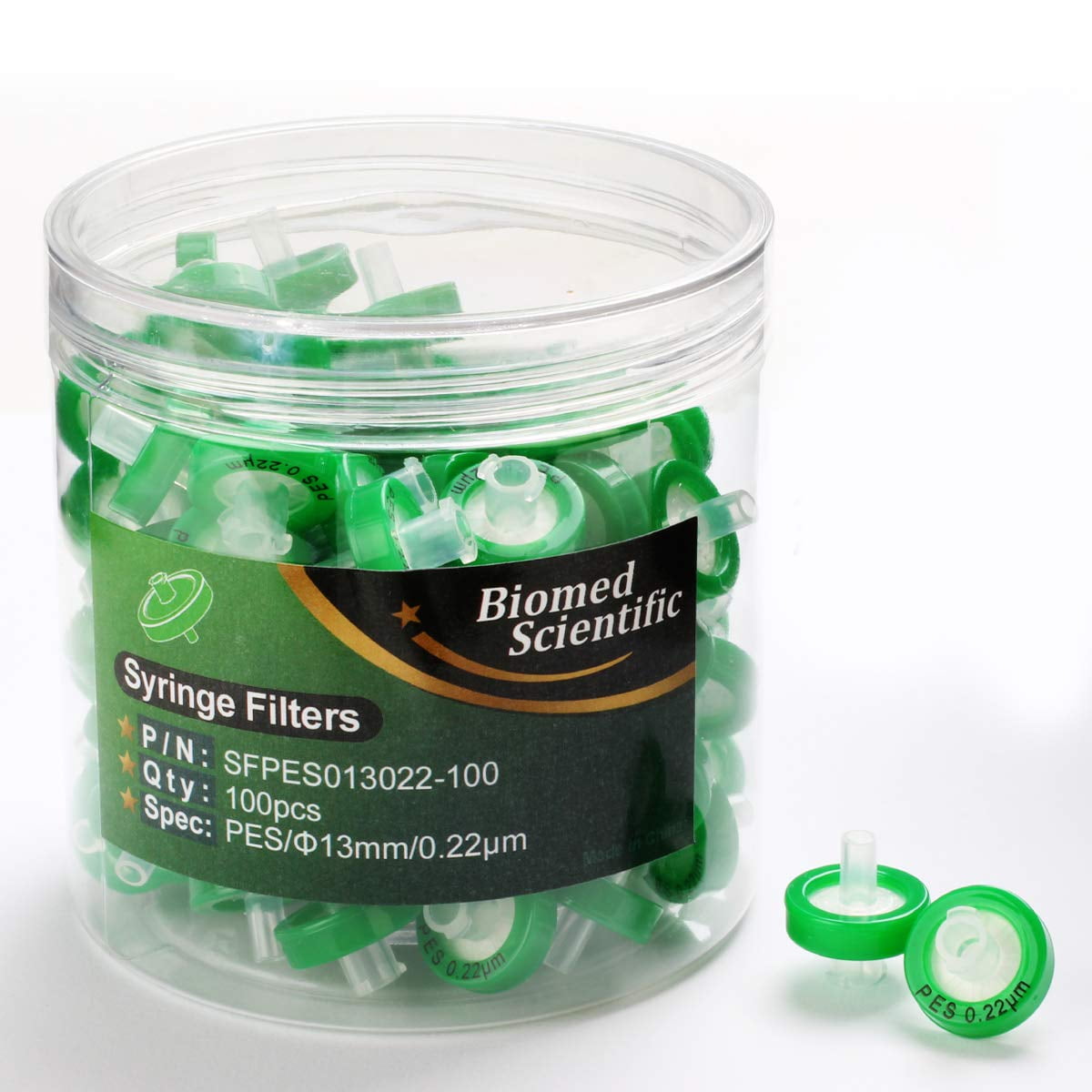 Syringe Filter PES Membrane 100PCS 13mm Disc Diameter 0.22μm Pore Size ...
