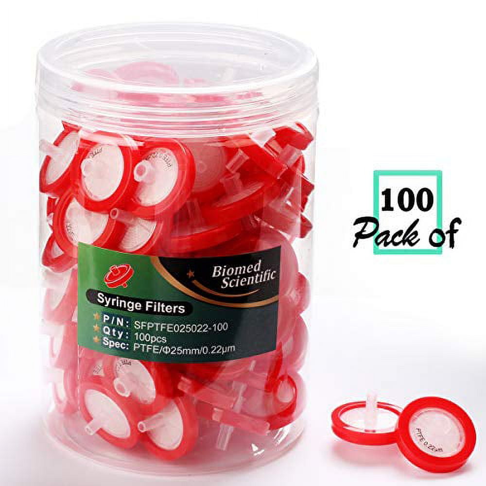 Syringe Filter PTFE Hydrophobic Membrane 100PCS 25mm Disc Diameter 0 ...