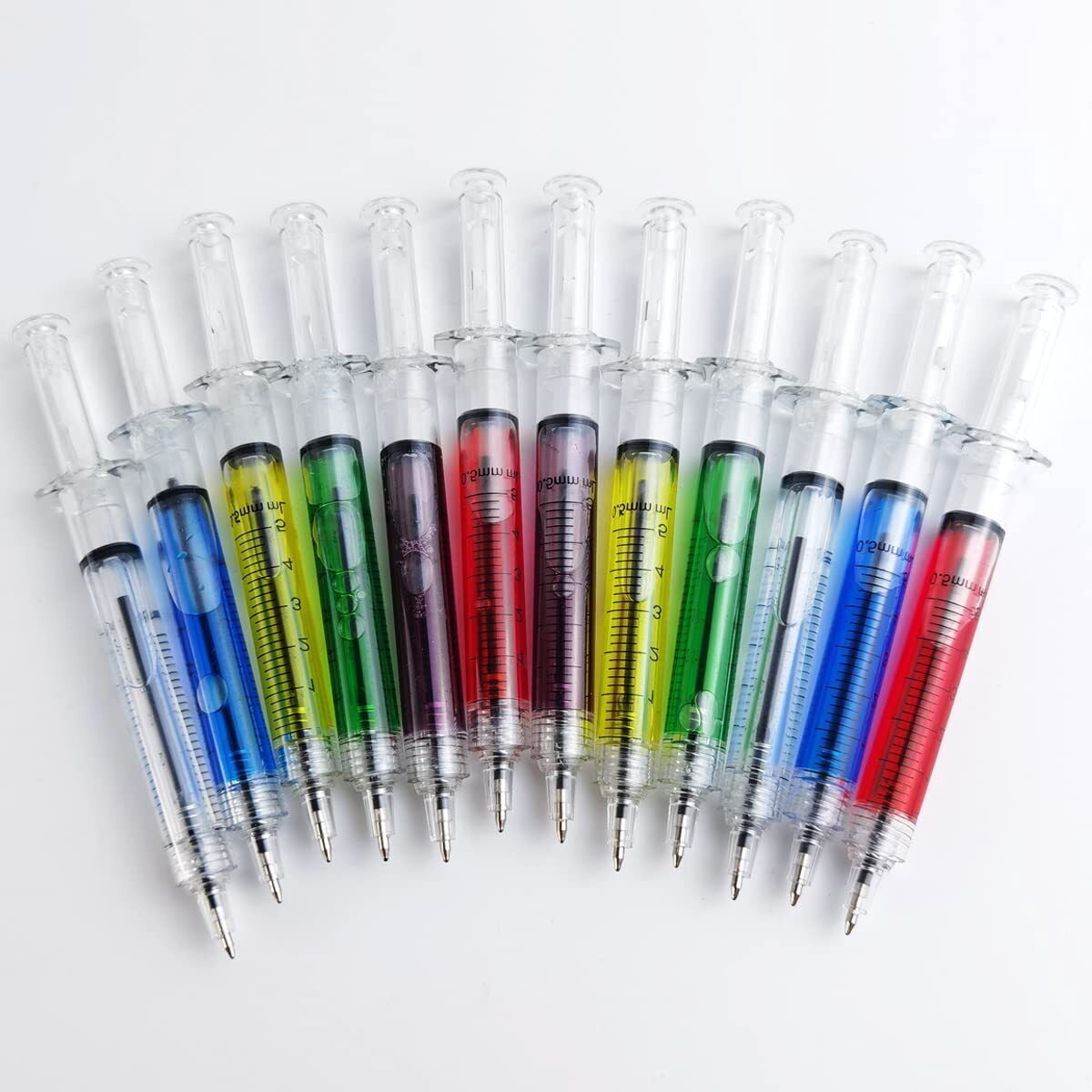 Syringe Pens-(Bulk Pack of26)Retractable Fun Multi Color Novelty Pen ...