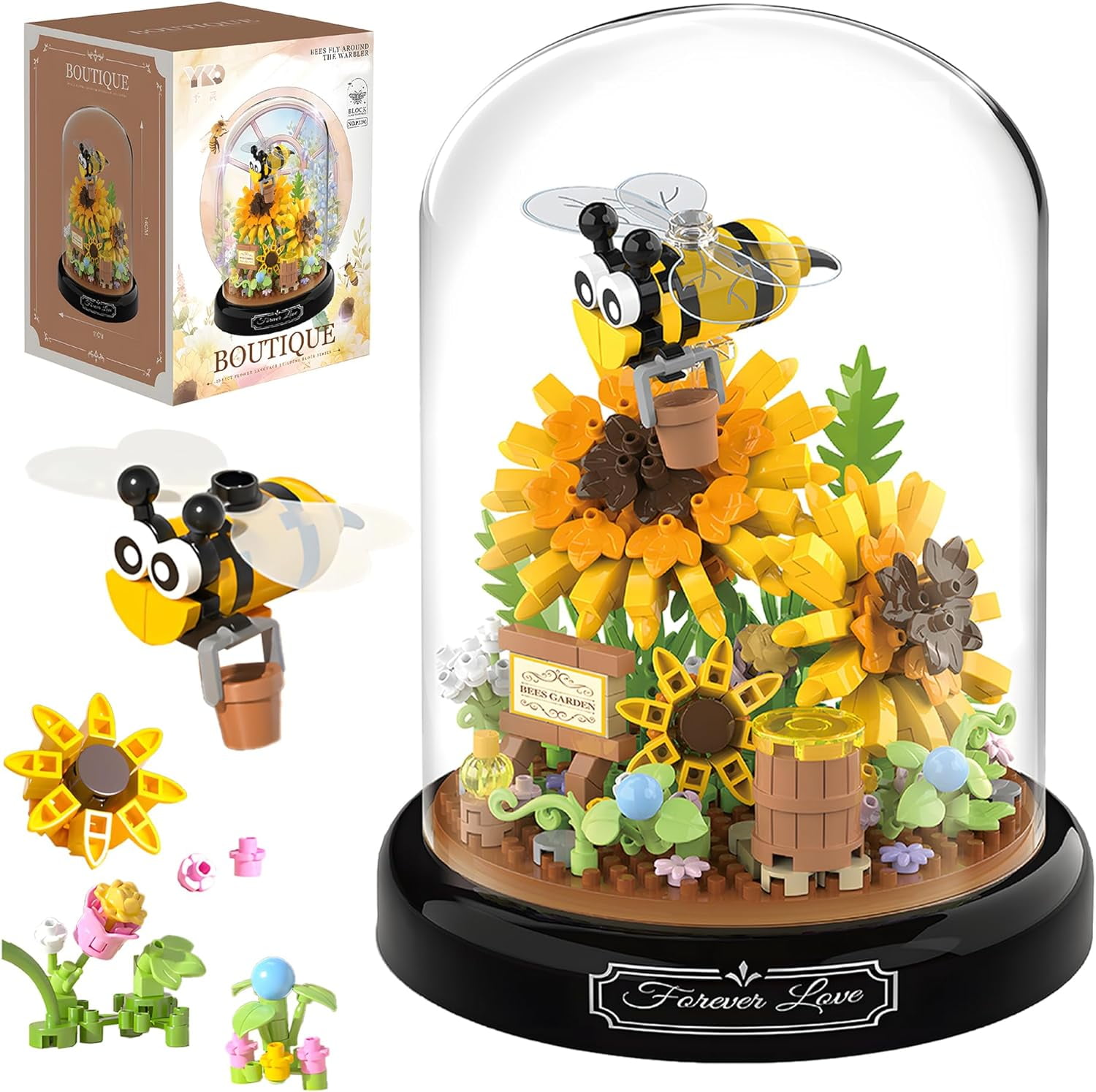 SYRINX Bee Sunflower Bouquet Building Block Set, 548 PCS, Micro ...