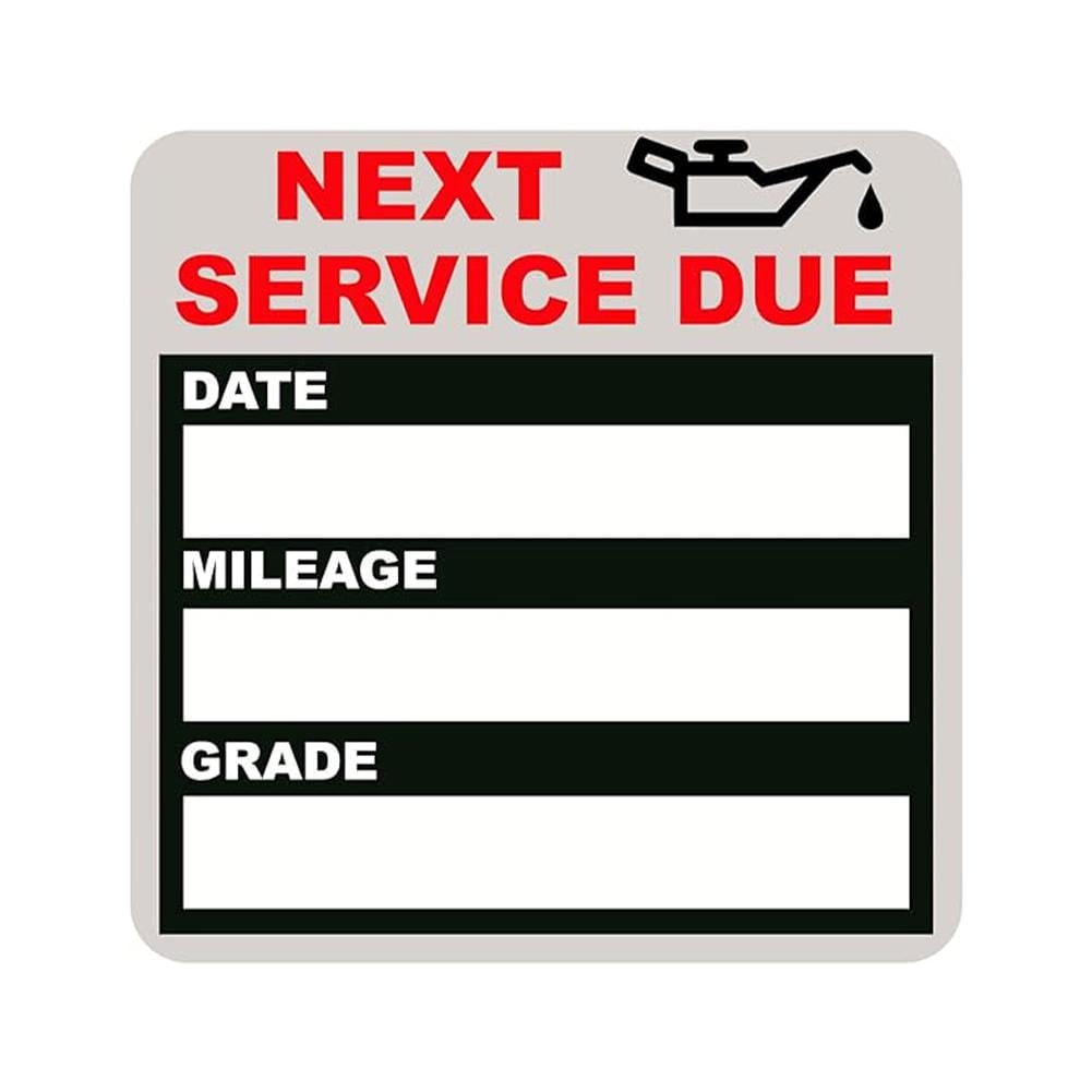 Syrinx Car Oil Change Stickers - Next Service Due Reminder Labels ...