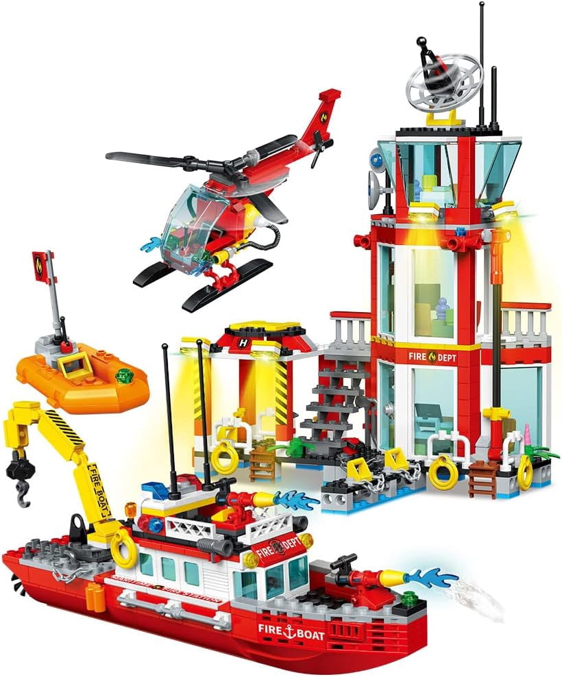 Syrinx City Fire Station Building Sets for Boys Girls 6+, Compatible ...