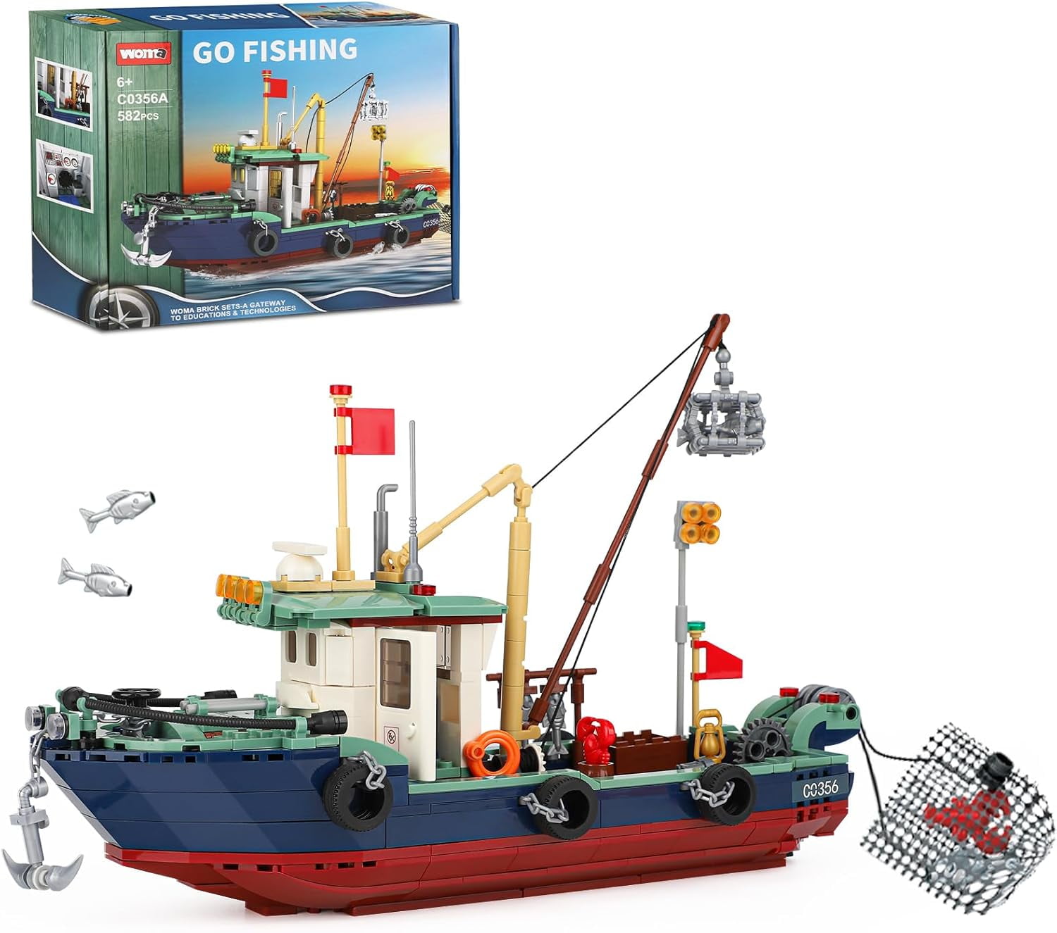 Syrinx Fishing Boat Building Blocks Set - Fun for Boys and Adults - 581 ...