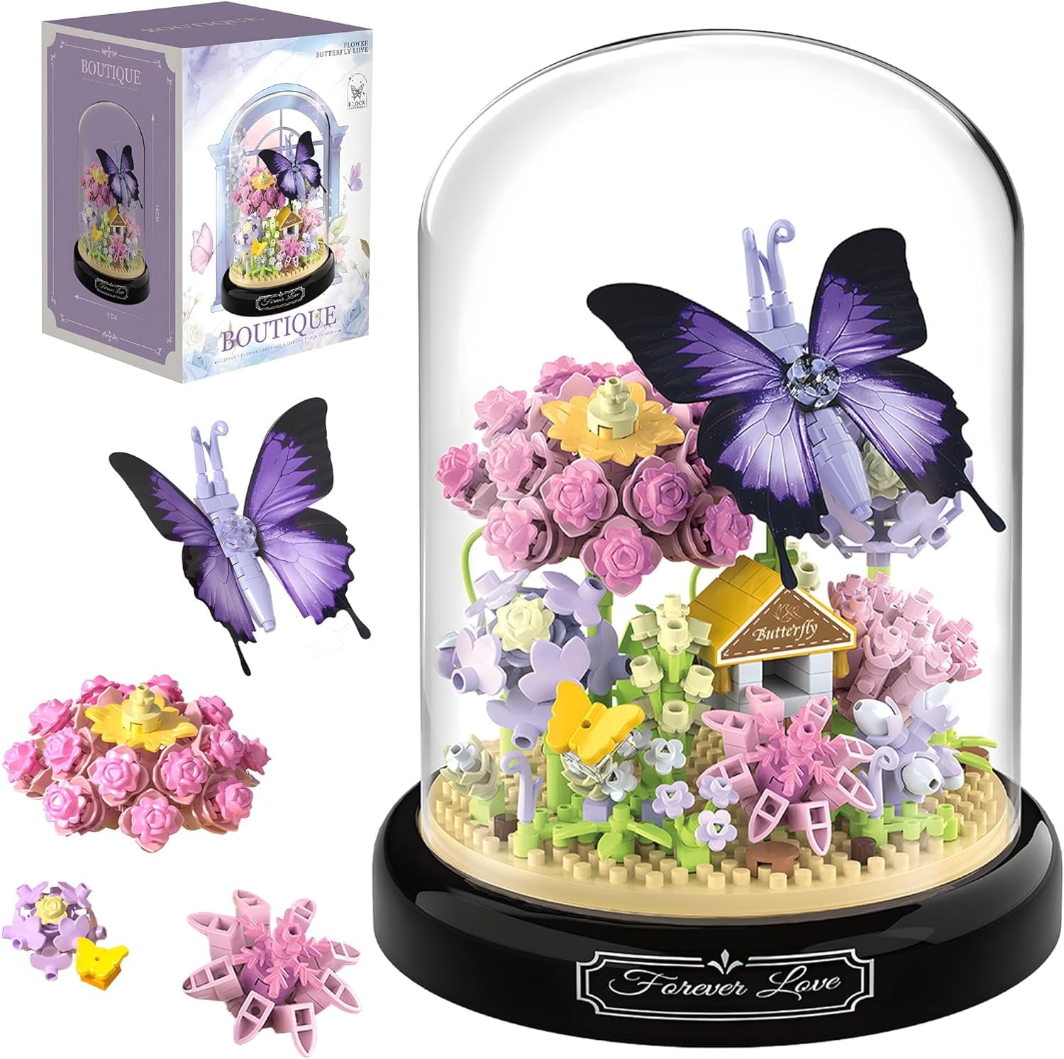 SYRINX Flower Butterfly Bouquet Building Block Set, 582 PCS Botanical ...