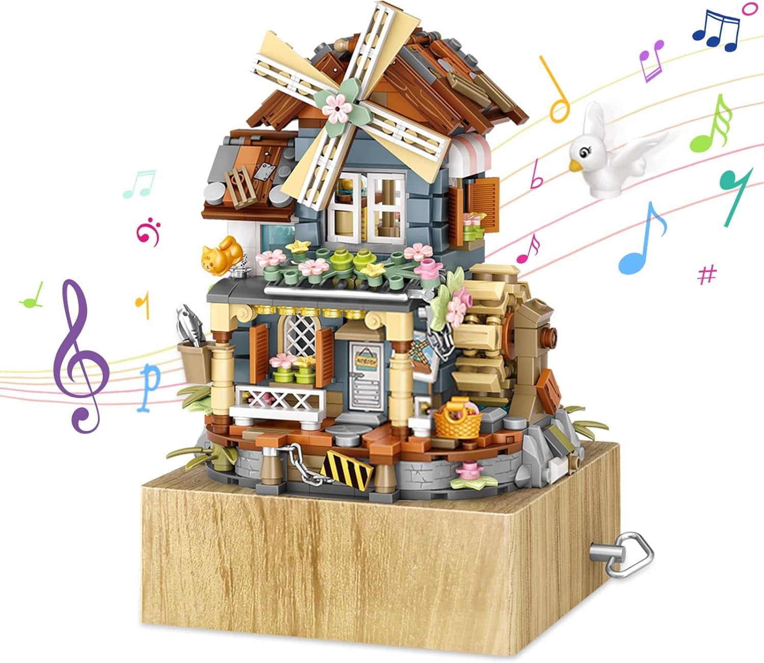 Syrinx Girls Music Box Mini Building Block Set, Summer Theme Windmill ...