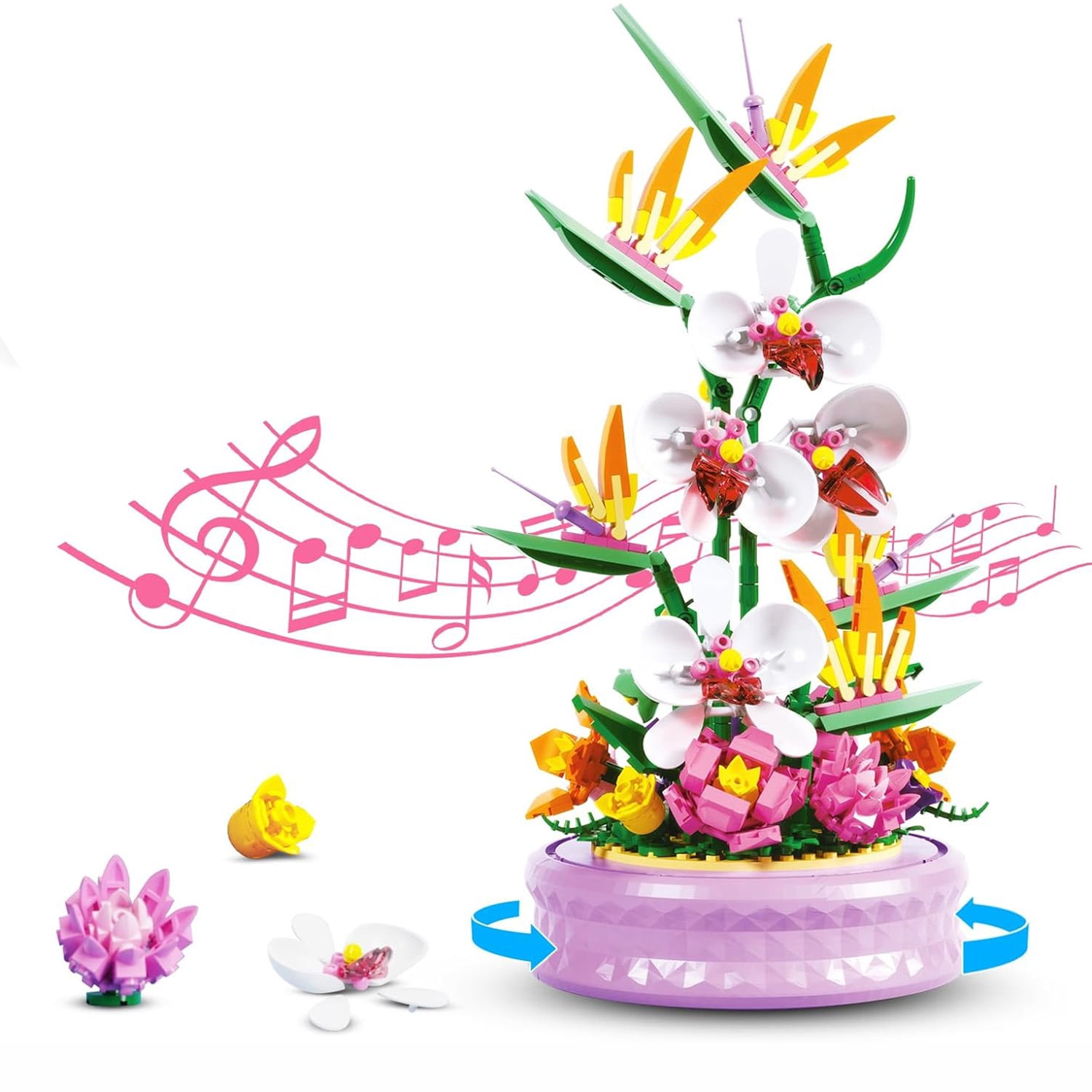 Syrinx Girls' Orchid Botanical Collection Music Box - Flower Building ...