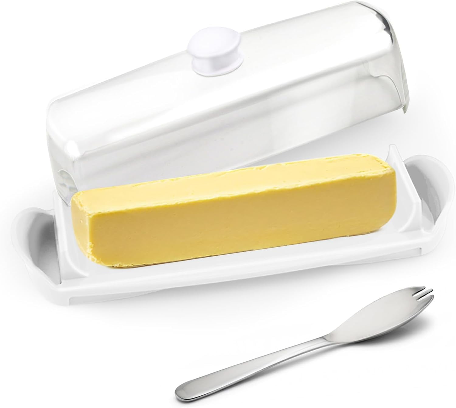Syrinx Kitchen Butter Dish with Lid and Knife - Transparent Butter ...