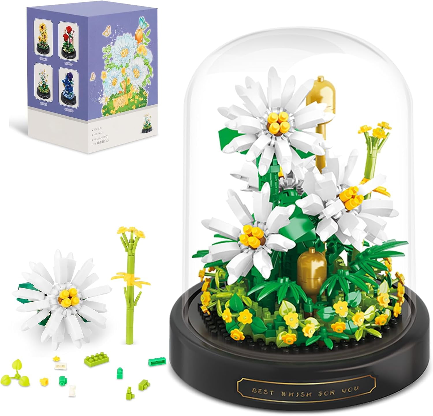 Syrinx White Daisy Flower Bouquet Building Sets for Adults Girls Not ...