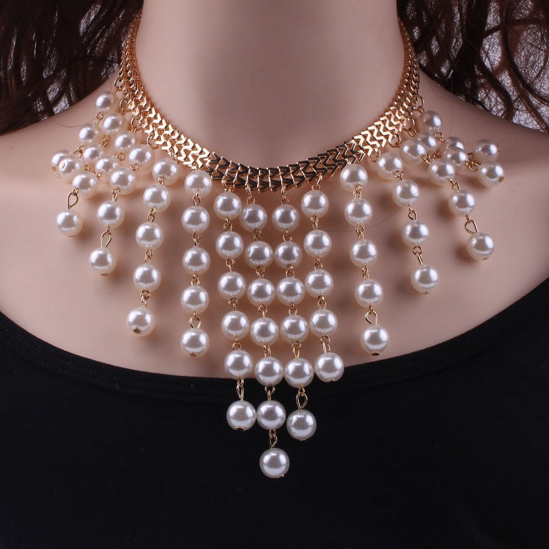 Syrios Gifts Large White Pearl String, Gold Chain Necklace, Gift for ...