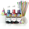 Syrup Assortment with 3 - 16oz Bottles, 25 Snow Cone Cups, 25 Spoon ...