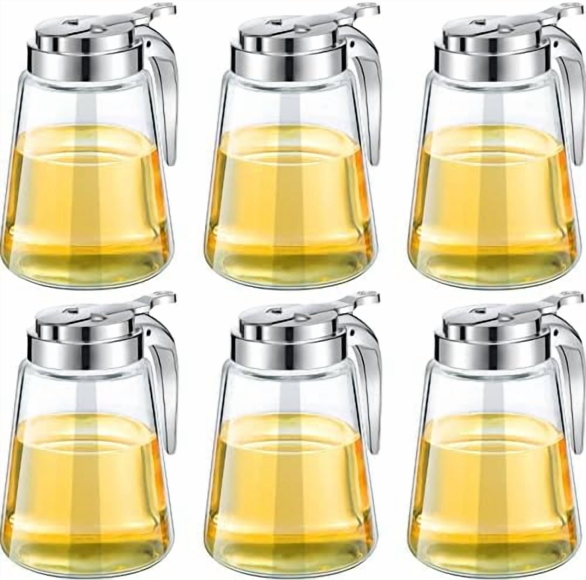 Syrup Dispenser Set of 6 Glass Bottle Honey Maple Syrup Pitcher with ...