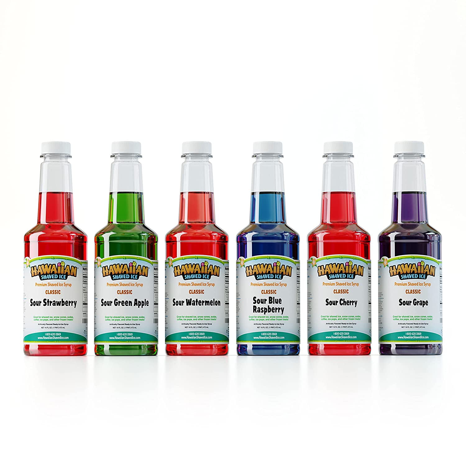Syrup Pint 6-Pack, Sour Cherry, Sour Grape, Sour Blue Raspberry, Sour Green Apple, Sour ...