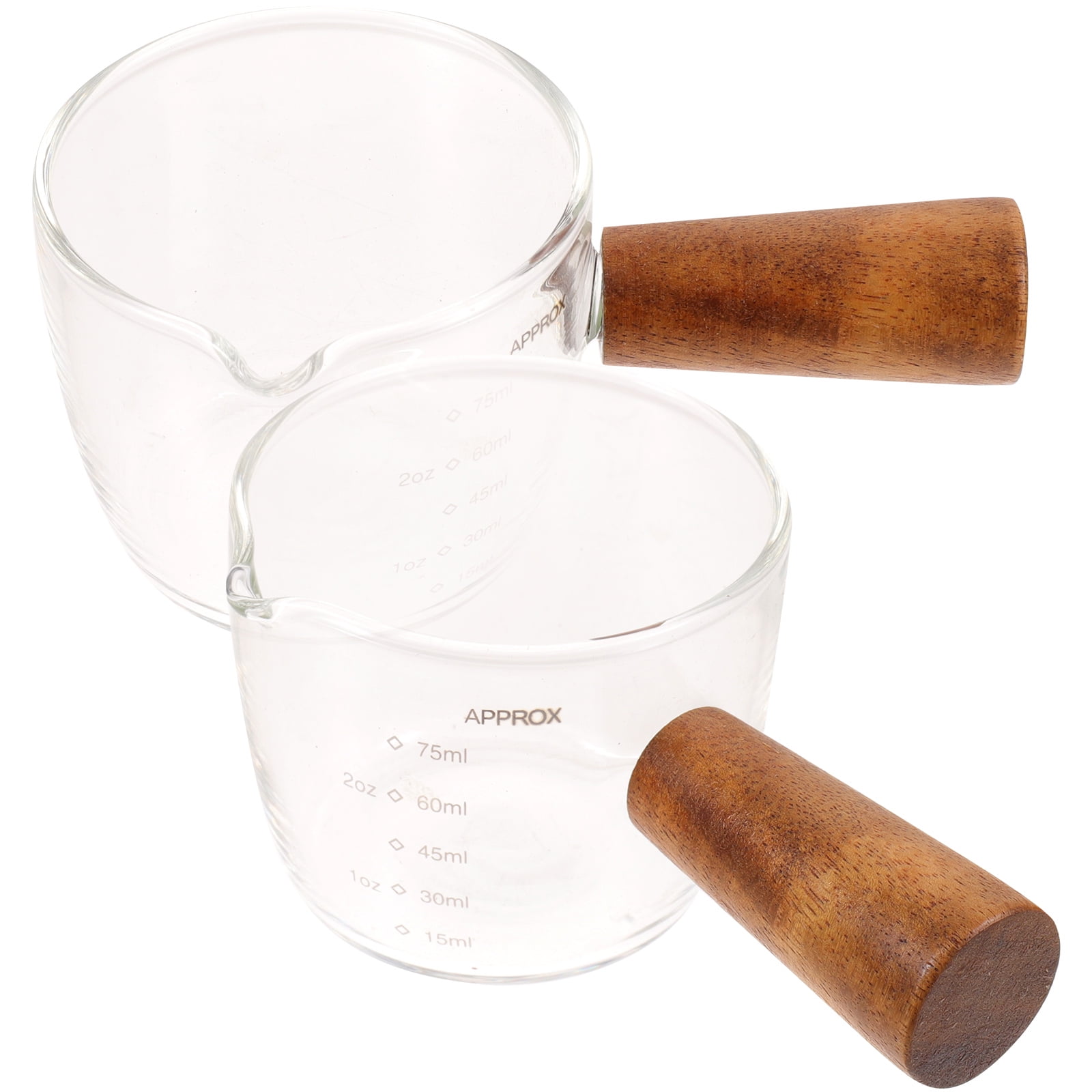 Syrup Pitcher Wooden Handle Milk Cup Glass Sauce Jar Mini Creamer ...