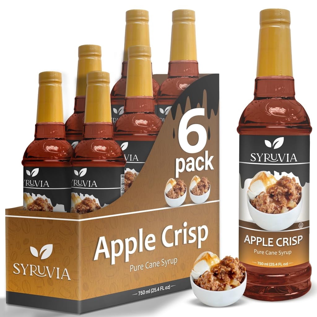 Syruvia Apple Crisp Syrup for Coffee 1 Case (6 Bottles, 25.4 fl oz Each ...