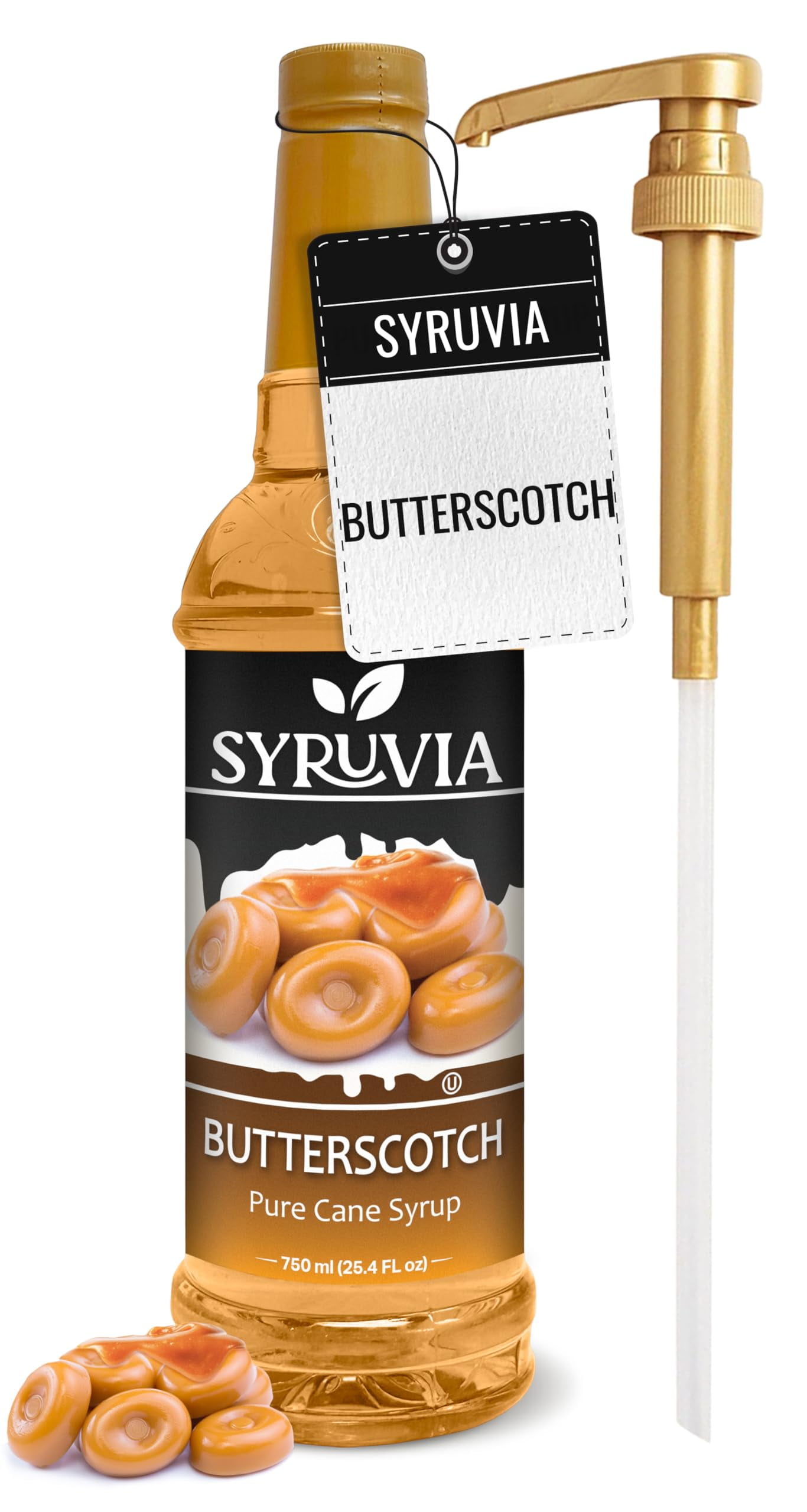 Syruvia Butterscotch Coffee Syrup DEF29 - 25.4 fl oz Premium Coffee ...