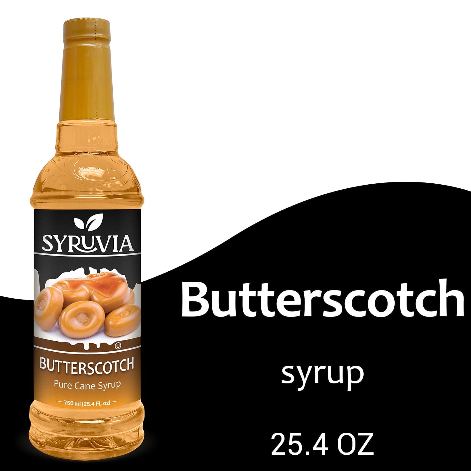 Syruvia Butterscotch Coffee Syrup, Pure Cane Sugar, 25.4 fl Oz, Kosher ...
