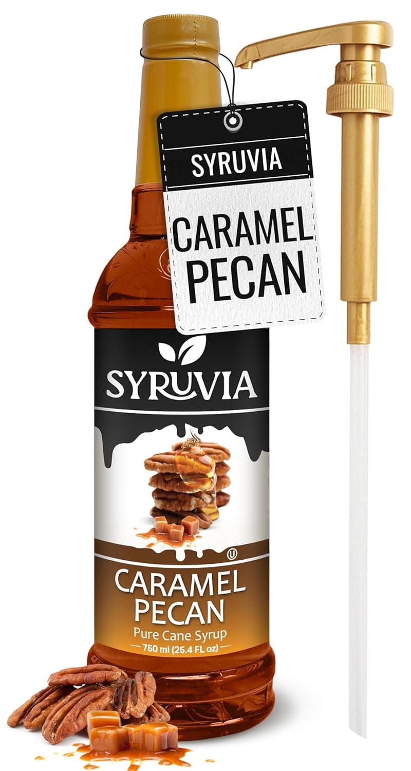 Syruvia Caramel Pecan Pure Cane Syrup, 25.4 fl Oz With Pump - Walmart.com