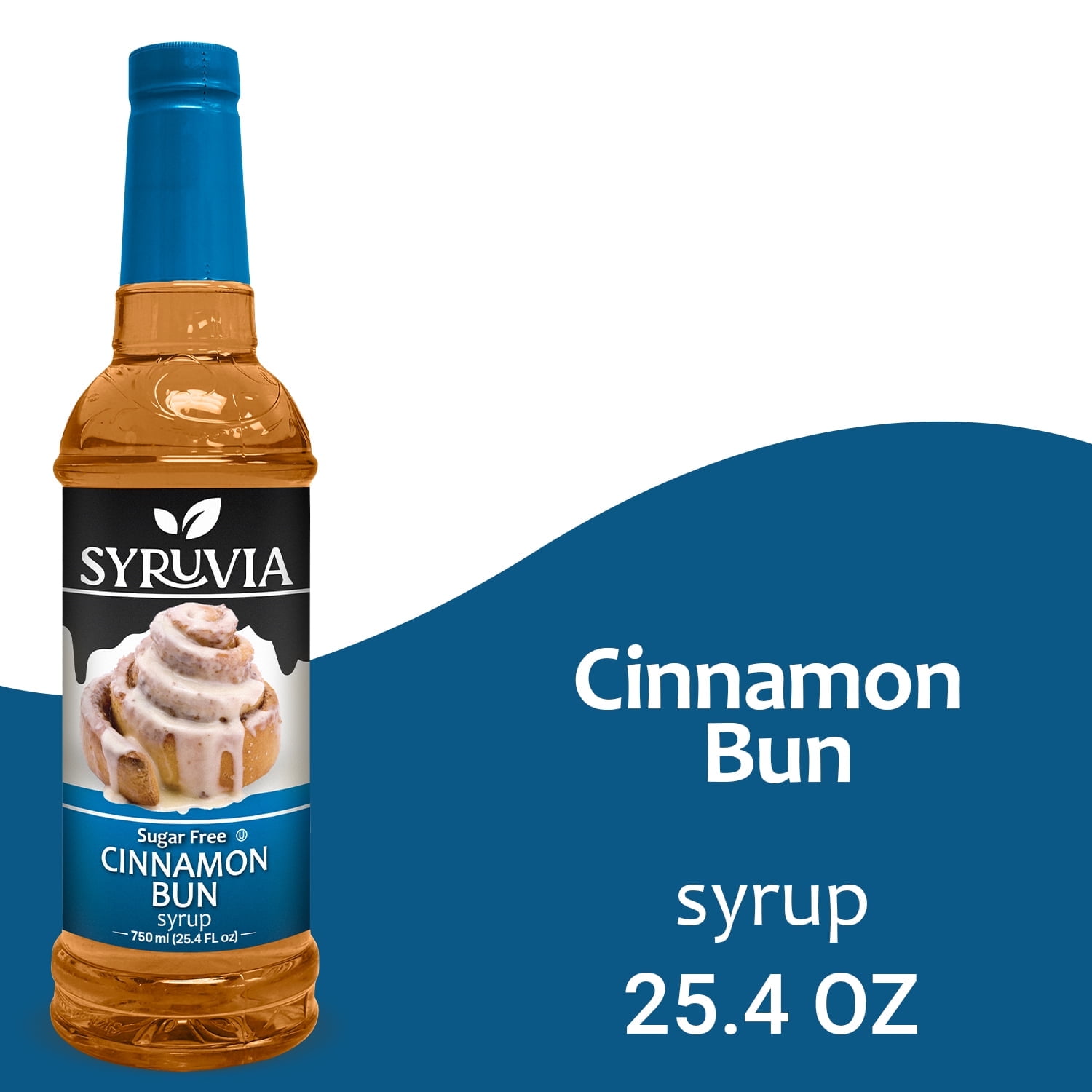Syruvia Cinnamon Bun Sugar Free Syrup, Zero Calorie, 25.4 Fl Oz, Coffee ...