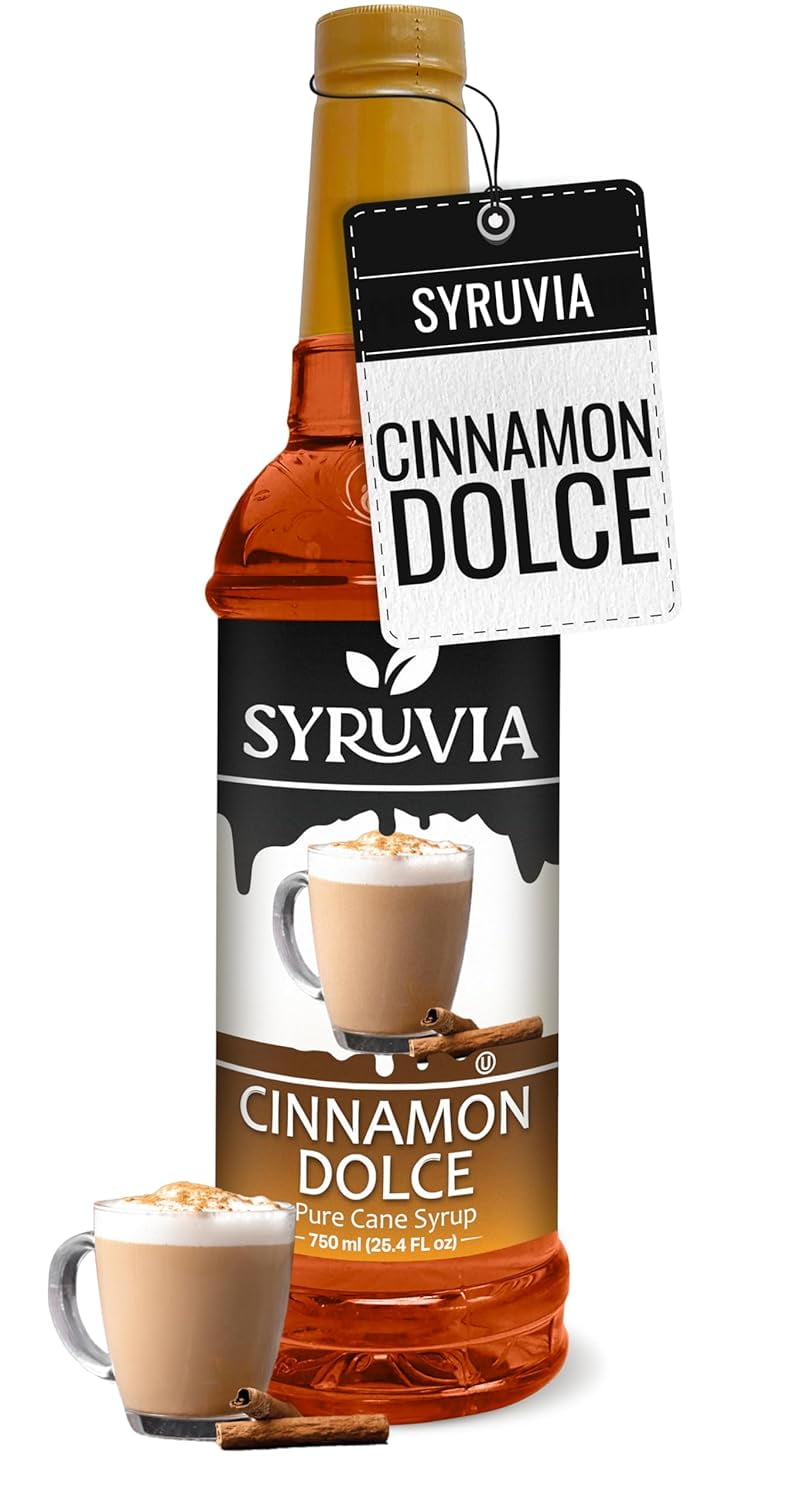 Syruvia Cinnamon Dolce Syrup Pure Cane Coffee Flavoring Syrup, 25.4 fl ...