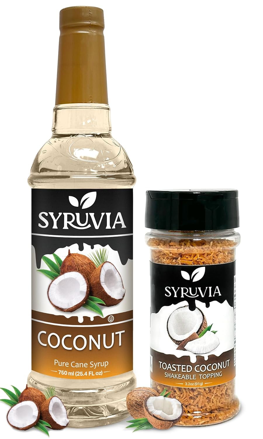 Syruvia Coconut Coffee Syrup (25.4 Fl Oz) & Syruvia Toasted Coconut ...