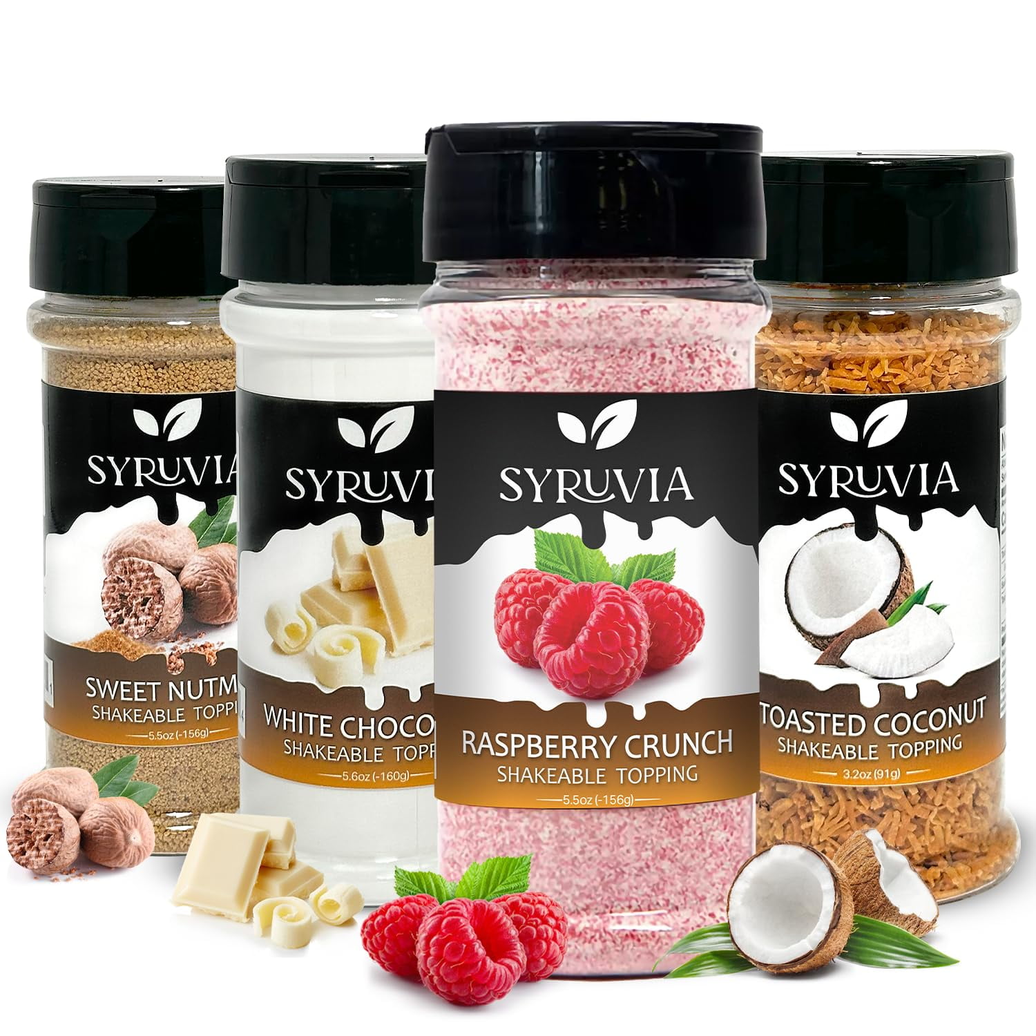 Syruvia Coffee Topping Variety Pack Raspberry Crunch, Toasted Coconut ...