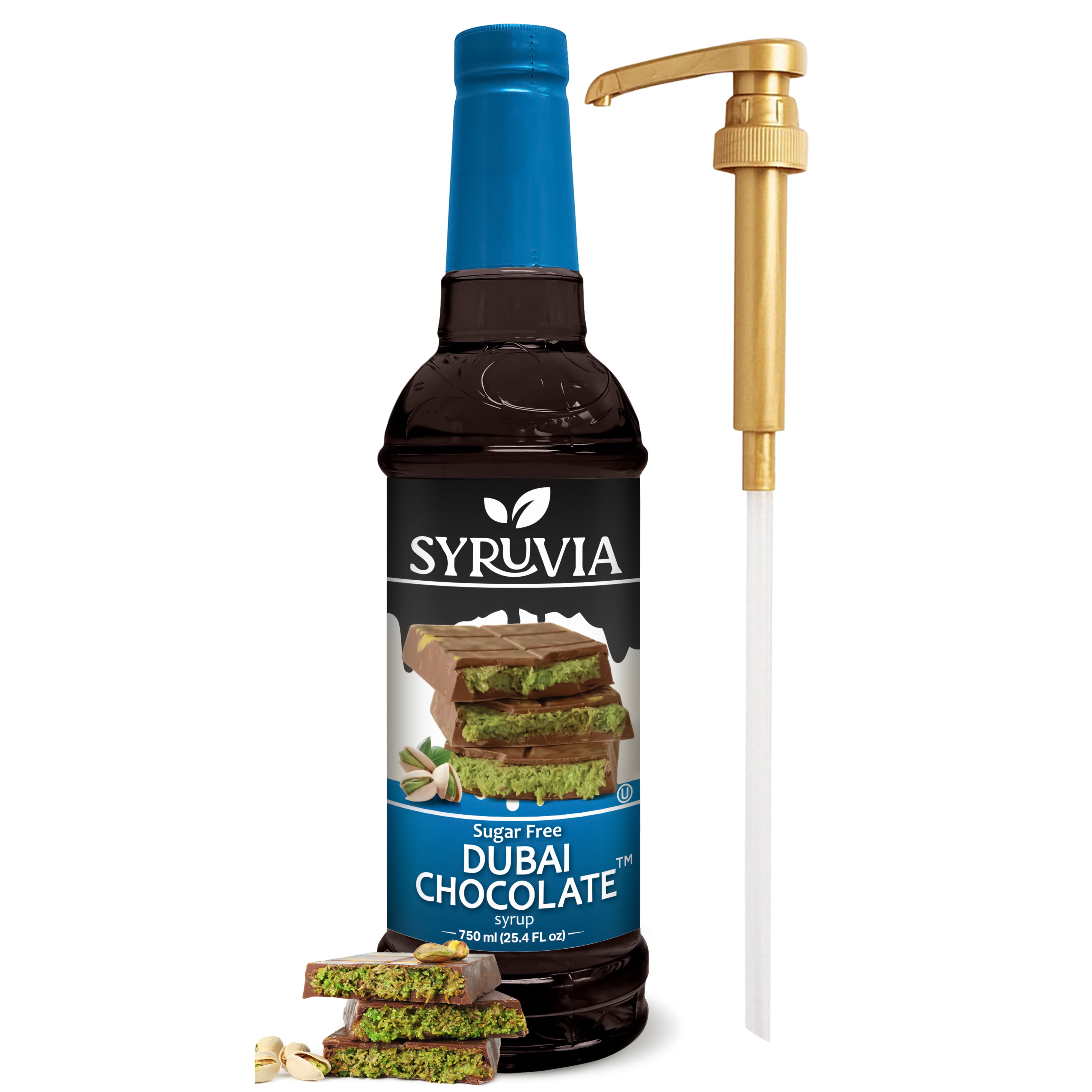 Syruvia Dubai Chocolate Sugar Free Coffee Syrup 25.4 Fl. Oz With Pump ...