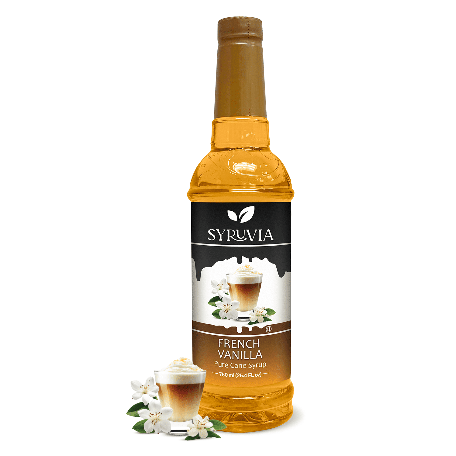 Syruvia French Vanilla Syrup Pure Cane Coffee Flavoring Syrup, 25.4 fl ...