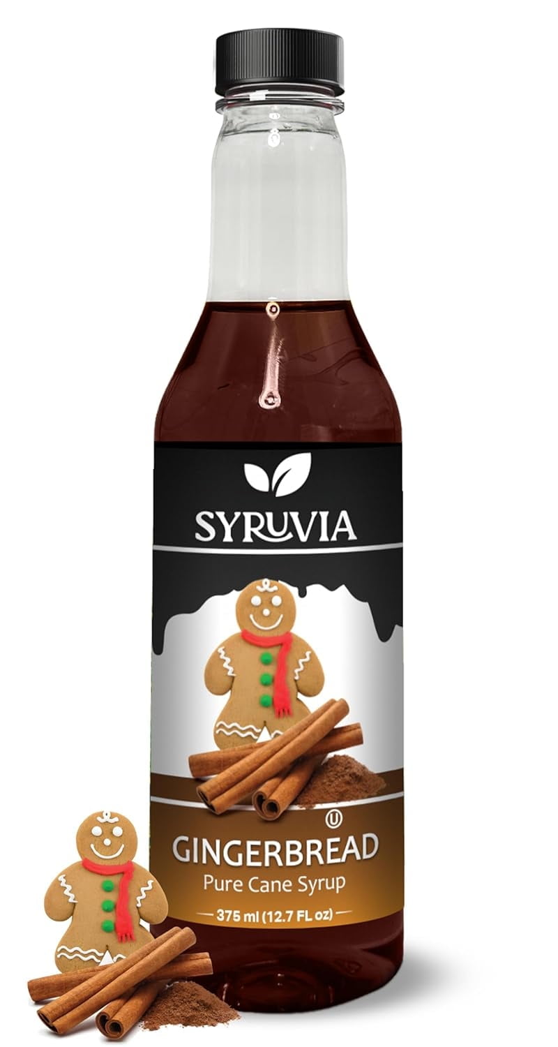 Syruvia Gingerbread Coffee Syrup - 12.7 fl oz Premium Holiday Coffee ...