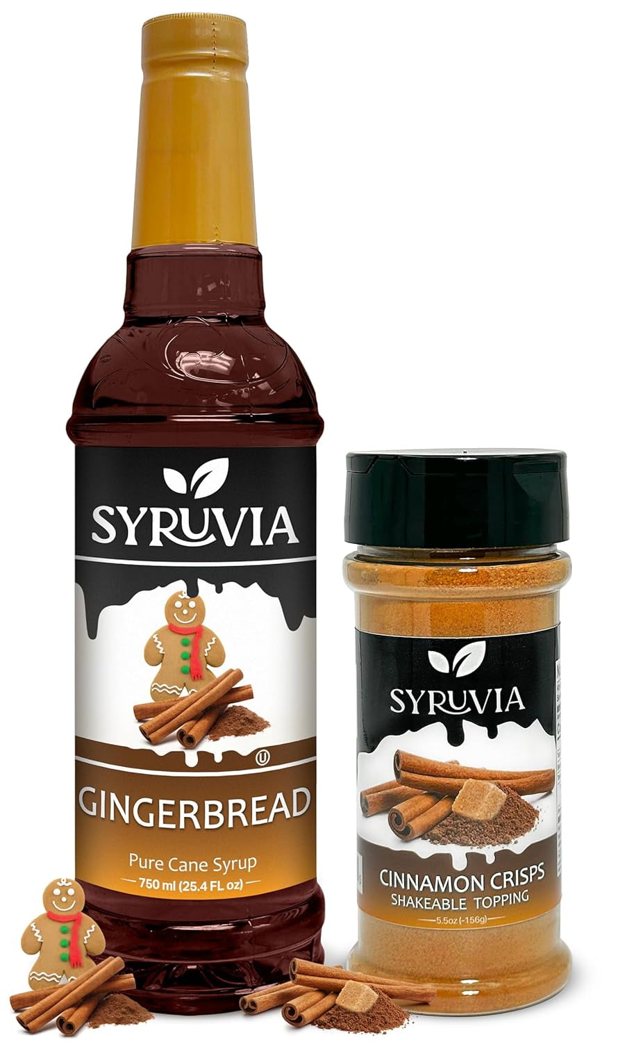 Syruvia Gingerbread Coffee Syrup (25.4 Fl Oz) & Syruvia Cinnamon Crisps ...