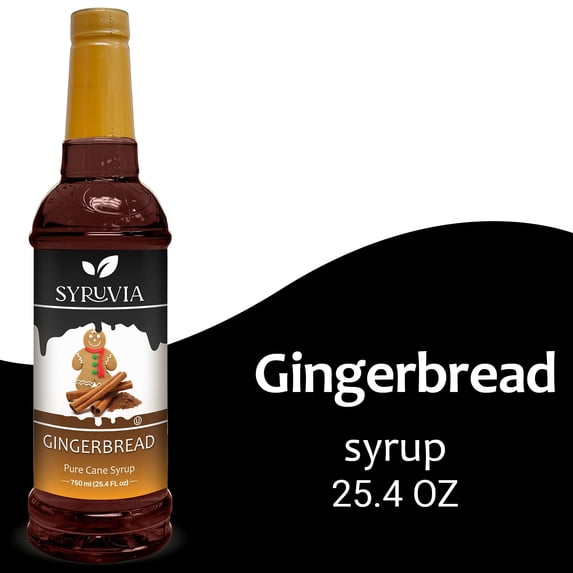 Syruvia Gingerbread Syrup 25.4 fl Oz Coffee Flavoring Pure Cane Sugar ...