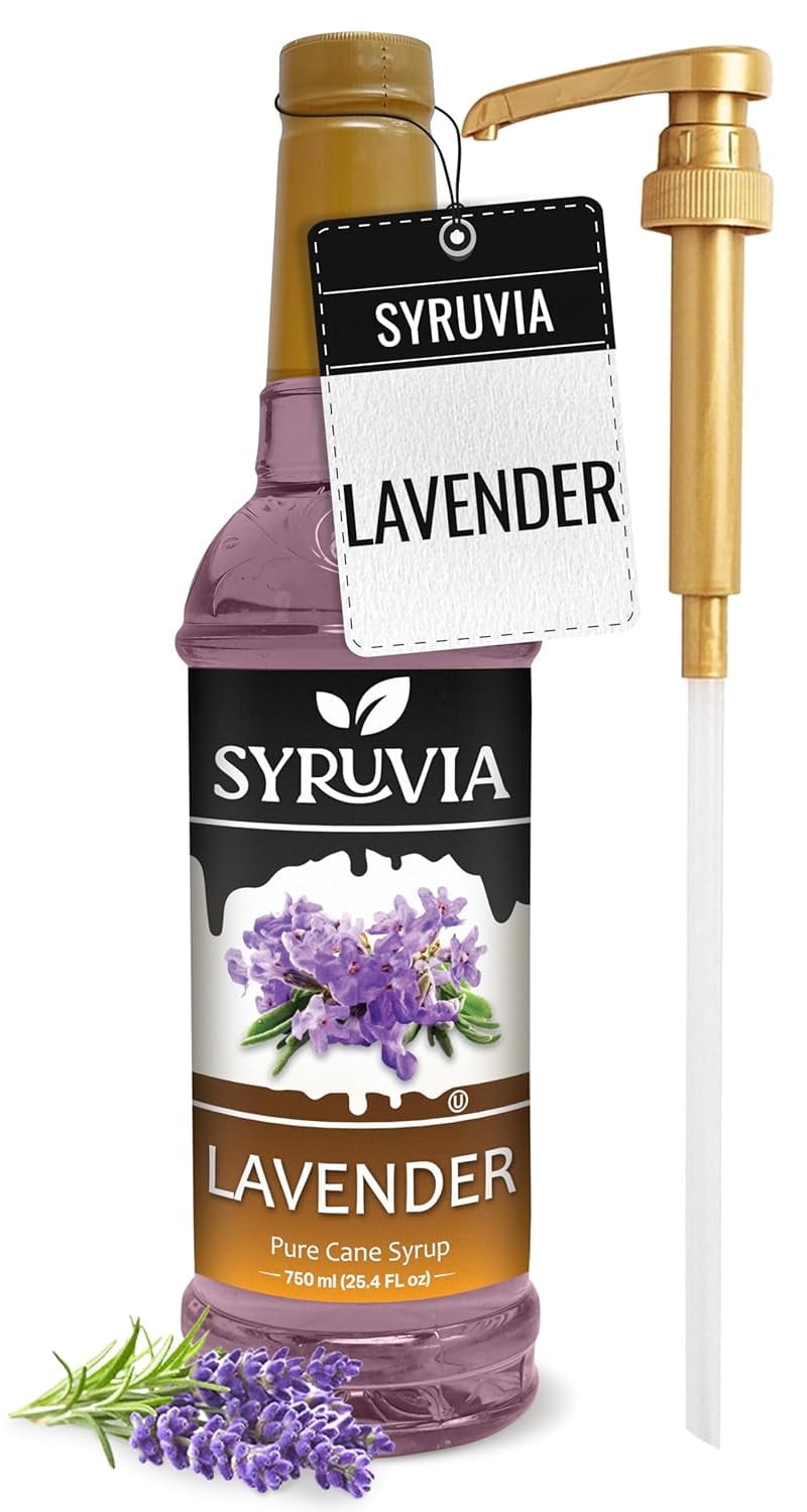 Syruvia Lavender Syrup, Pure Cane Coffee Flavoring Syrup with Pump, 25. ...