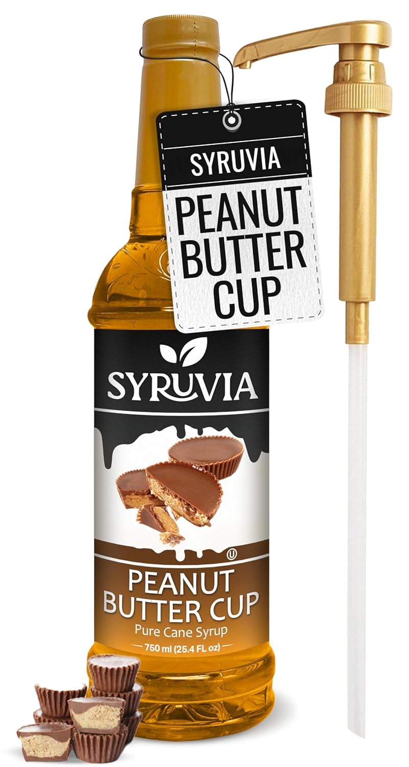 Syruvia Peanut Butter Cup Syrup Pure Cane Coffee Flavoring Syrup, 25.4 ...