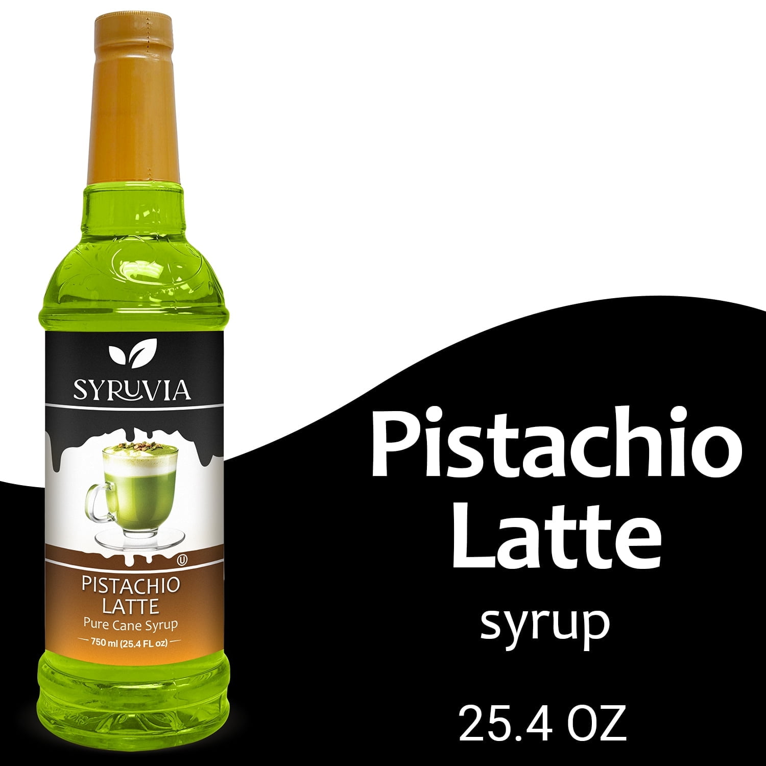 Syruvia Pistachio Latte Syrup Pure Cane Coffee Flavoring Syrup, 25.4 fl ...