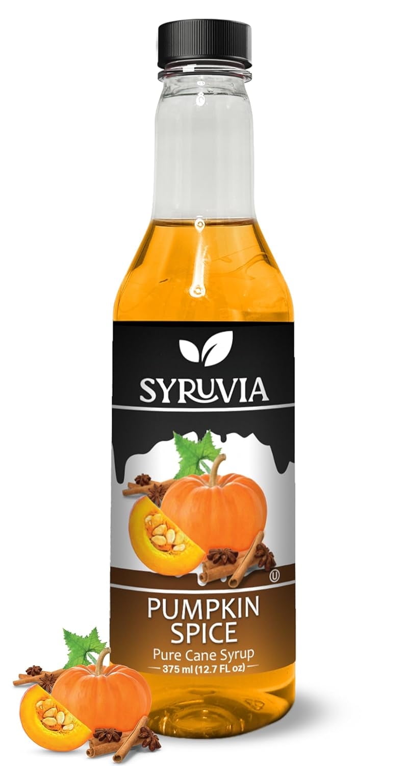 Syruvia Pumpkin Spice Coffee Syrup - 12.7 fl oz (375 ML) Premium ...