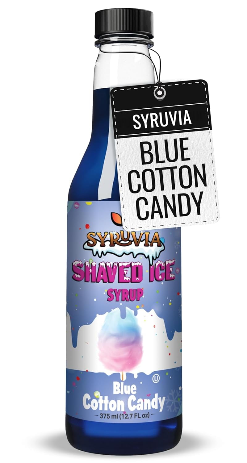 Syruvia Snow Cone Syrup 12.7oz - Blue Cotton Candy Syrup For Shaved Ice ...