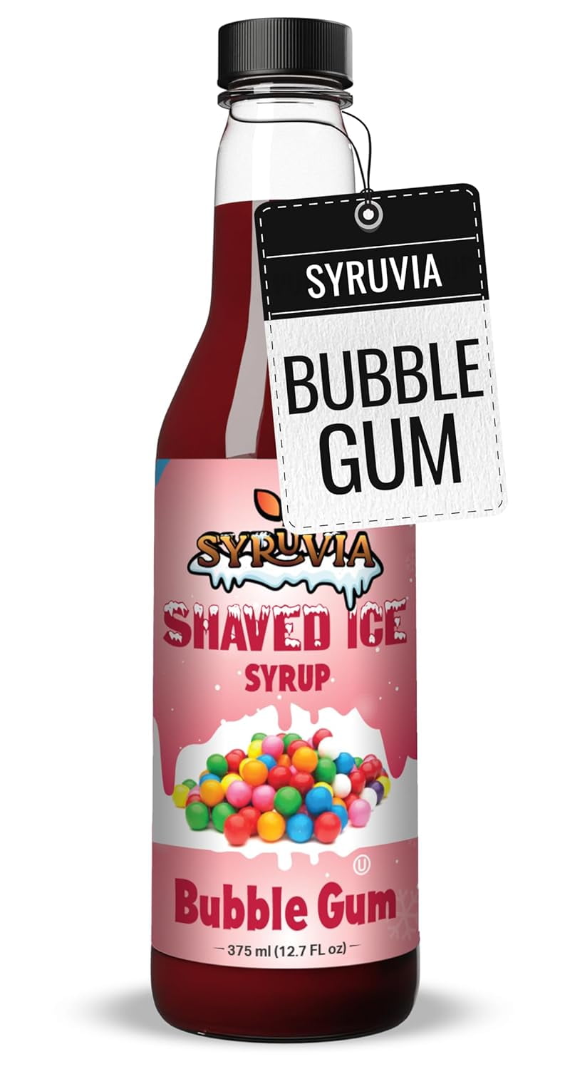 Syruvia Snow Cone Syrup, 12.7oz Bubble Gum Flavor, Kosher, For Shaved ...