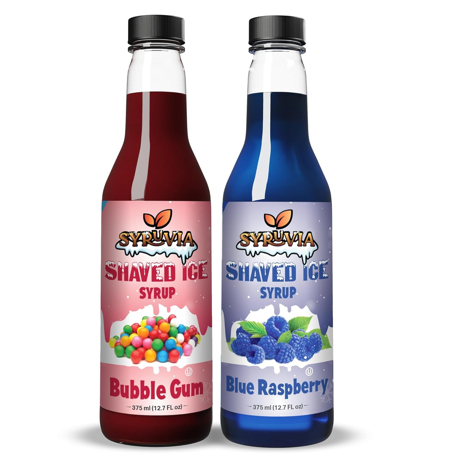 Syruvia Snow Cone Variety Pack Blue Raspberry & Bubble Gum Syrup (2 ...
