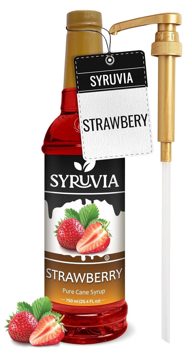 Syruvia Strawberry Pure Cane Syrup, 25.4 fl Oz With Pump - Walmart.com