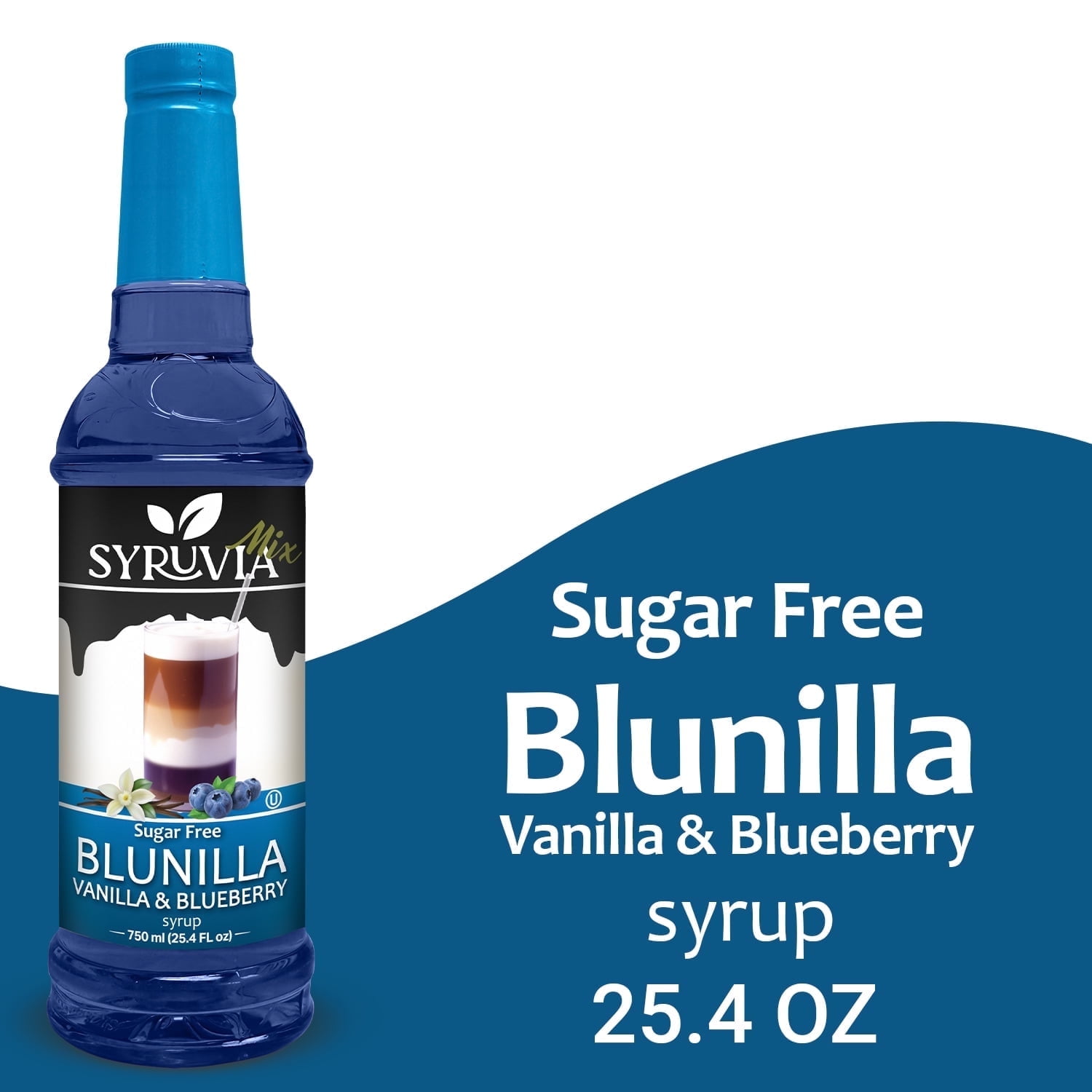 Syruvia Sugar Free Coffee Syrup, 25.4 Fl Oz, Vanilla Blueberry ...