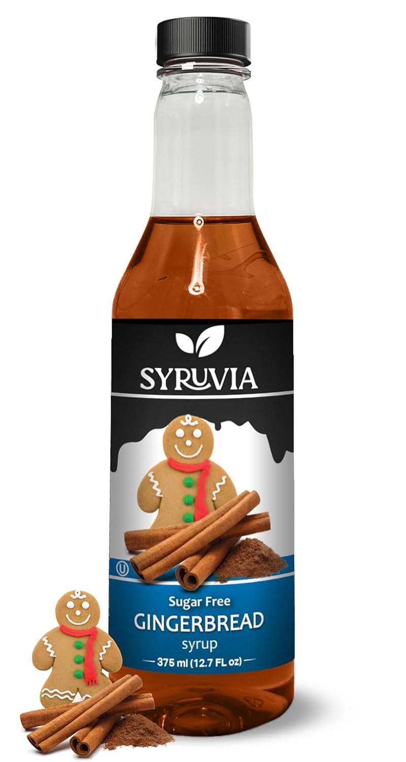 Syruvia Sugar-Free Gingerbread Coffee Syrup - 12.7 fl oz Premium Coffee ...
