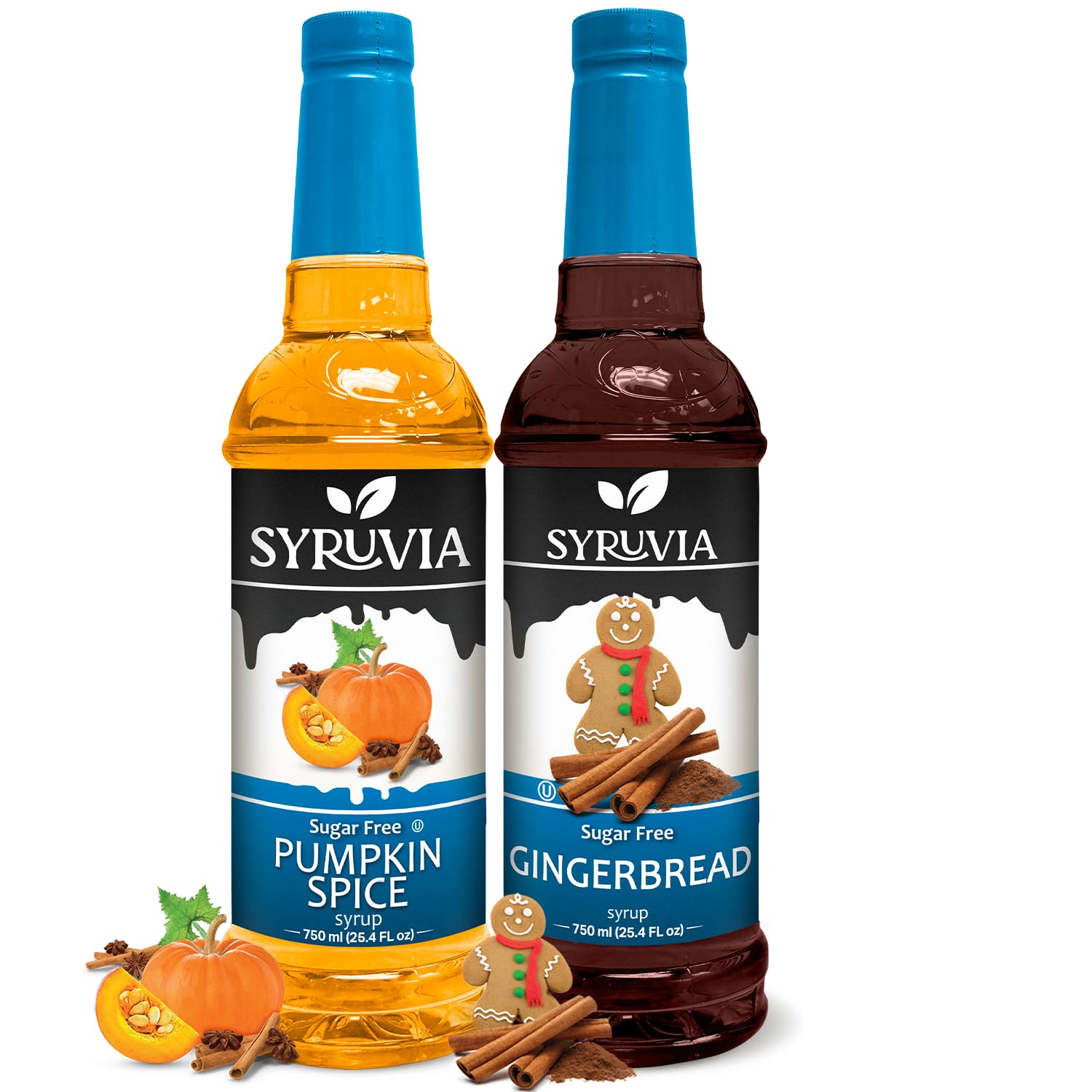 Syruvia Sugar-Free Holiday Variety Pack Pumpkin Spice & Gingerbread ...
