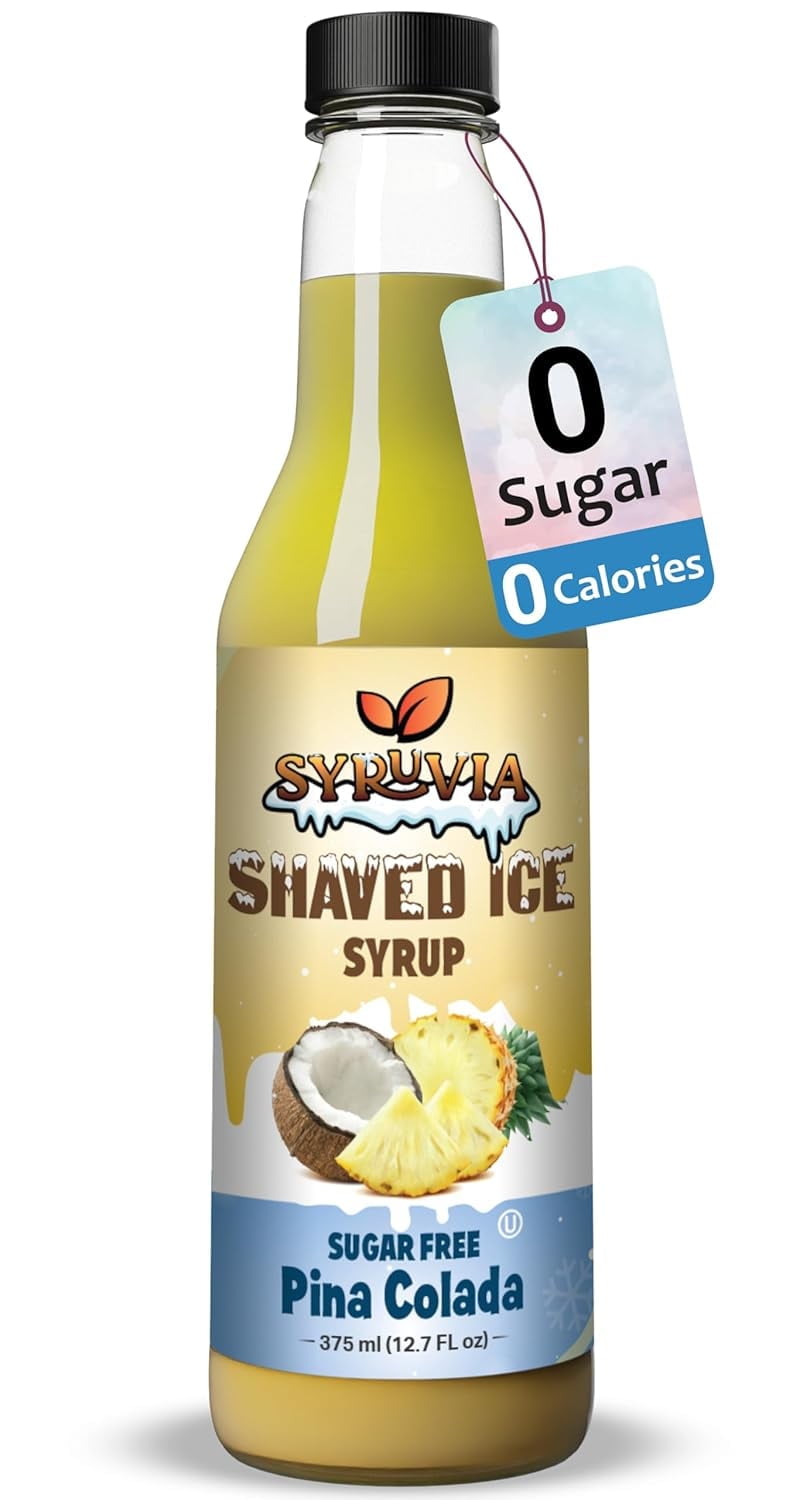 Syruvia Snow Cone Syrup 12.7oz Pina Colada Flavor - Kosher & Dairy-Free ...