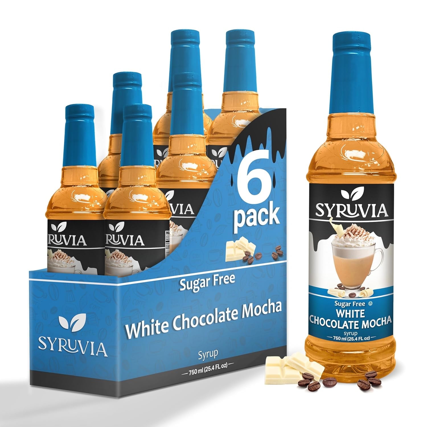 Syruvia Sugar-Free White Chocolate Mocha Syrup for Offices - Walmart ...