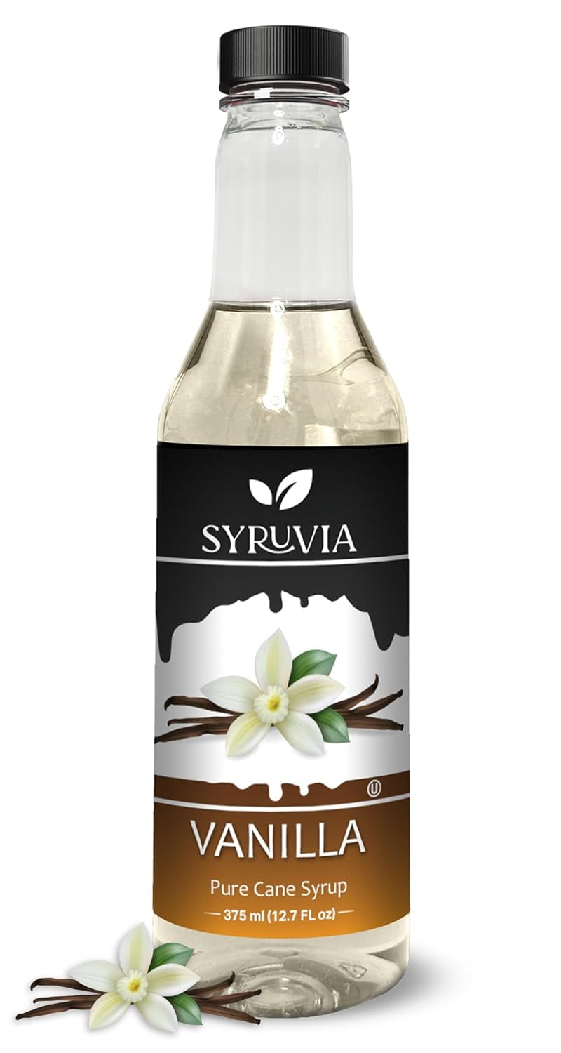 Syruvia Vanilla Coffee Syrup - 12.7 fl oz Premium Coffee Flavoring Syrup - Kosher Coffee Syrups ...