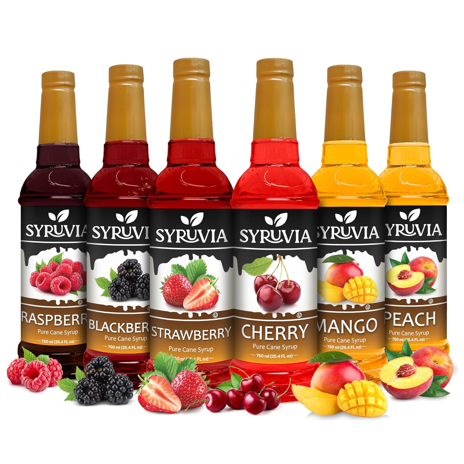 Syruvia Variety Pack Strawberry, Blackberry, Raspberry, Cherry, Mango ...