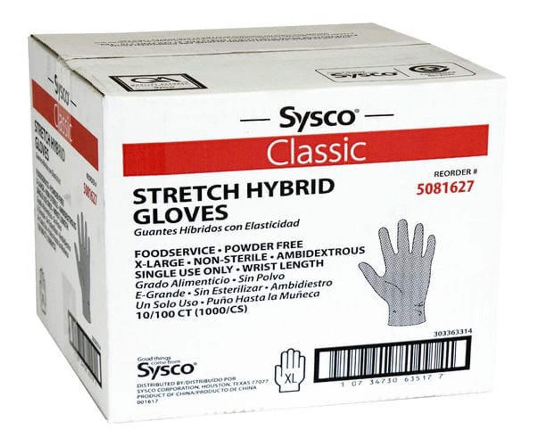 Sysco Classic Glove Poly Hybrid Stretch Clear Extra Large 5081627 ...