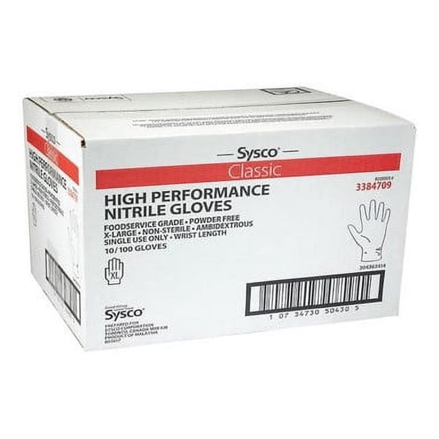 Sysco Classic High Performance Nitrile Gloves Powder-Free Extra Large ...