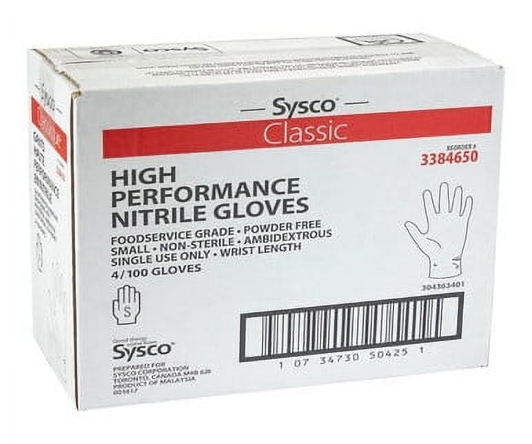 Sysco Classic High Performance Nitrile Gloves Powder-Free Small 100 CT (4/Case) - Walmart.com