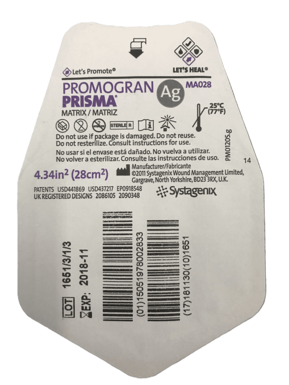Systagenix MA028 Promogran Prisma Matrix Collagen Wound Dressing 4.34 ...